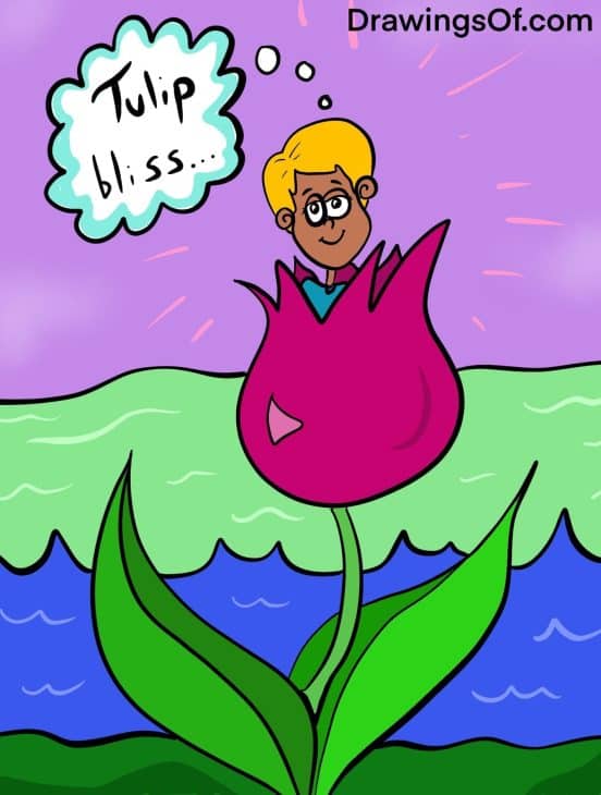 A Tulip Cartoon in a Time Lapse Art Video - Drawings Of...