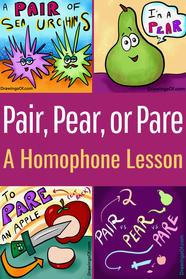 Pair vs. Pear or Pare? A Homophone Lesson, Illustrated - Drawings Of...