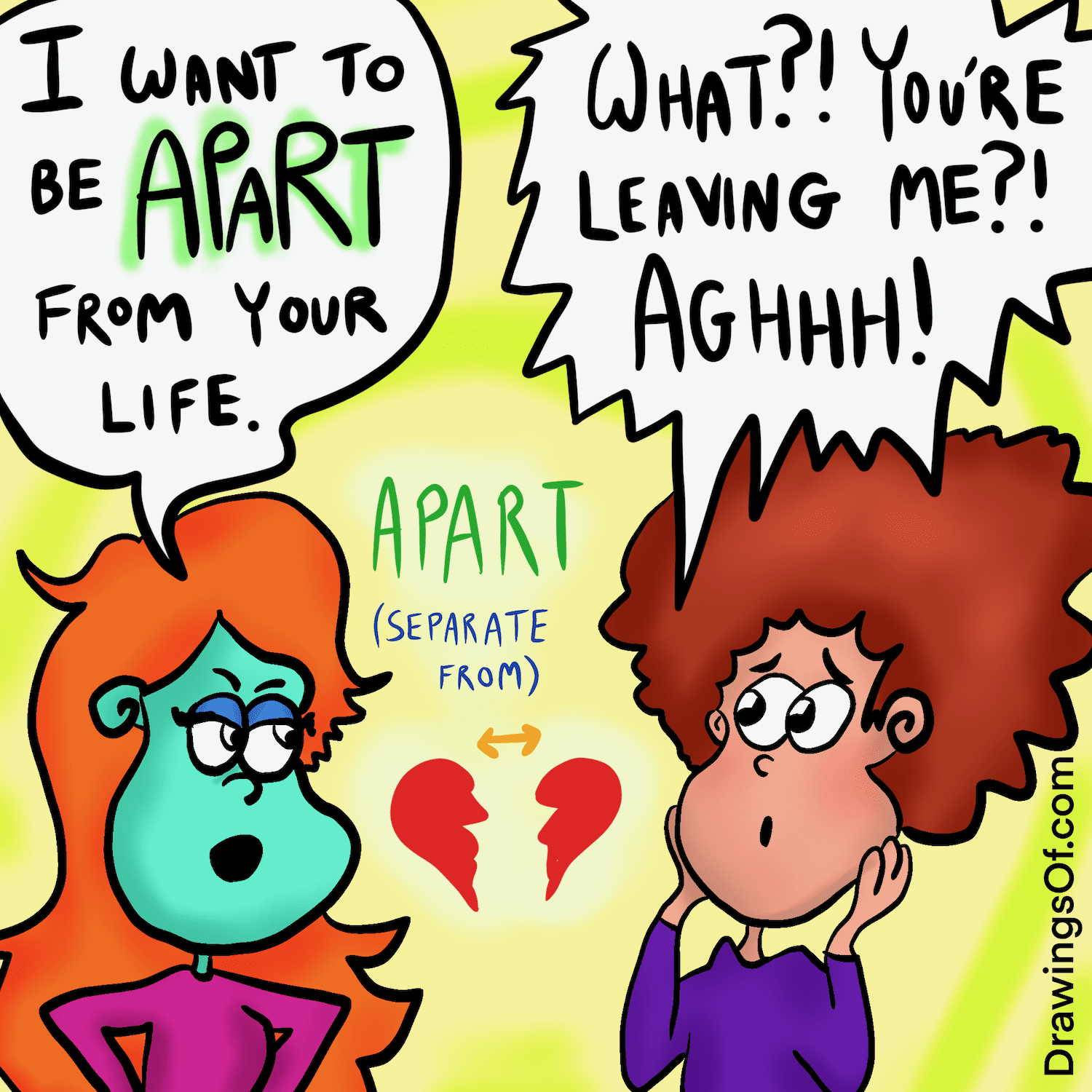 Apart vs. A Part: Cartoon Stories to Explain the Difference! - Drawings ...