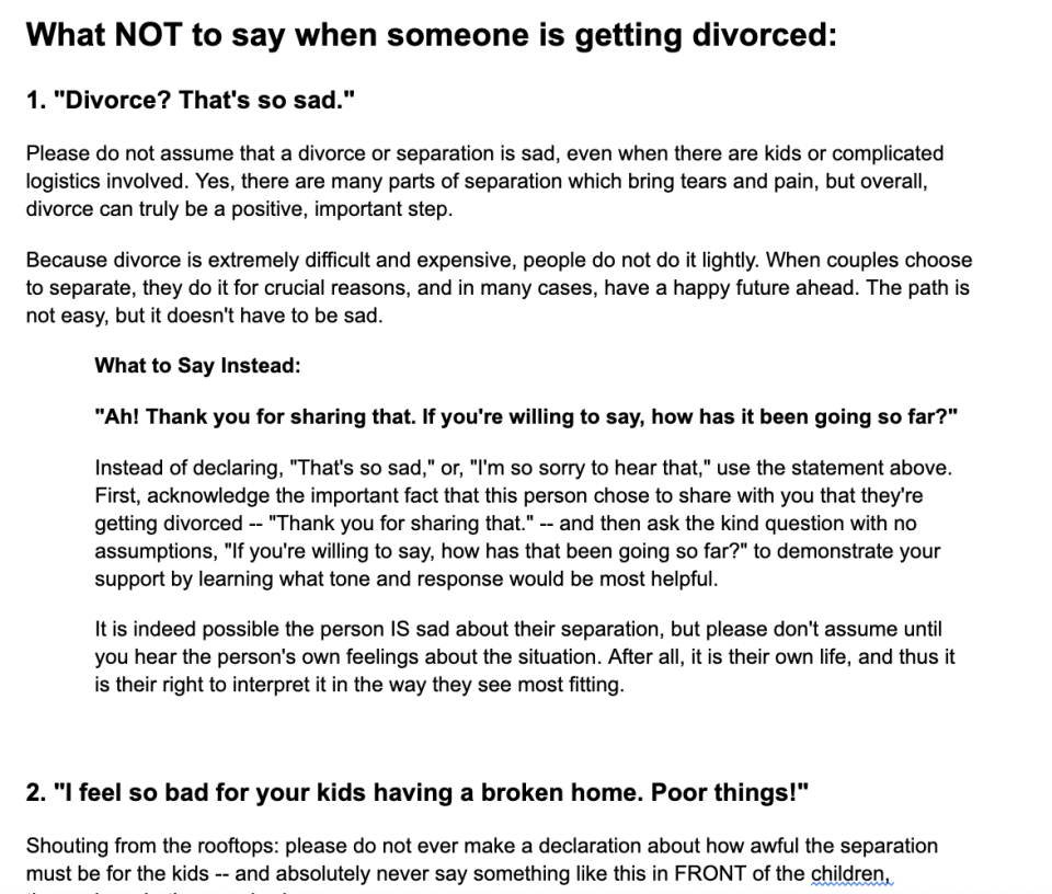 What to Say to Someone Getting Divorced (Printable PDF) - Drawings Of...