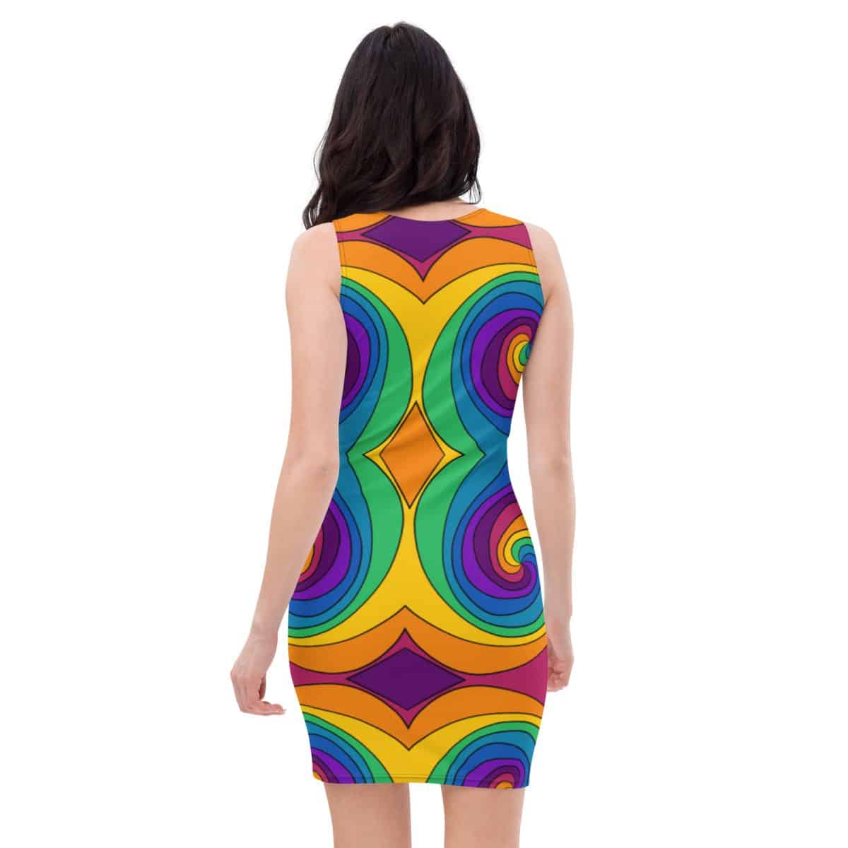 Jewel Tone Swirl Fitted Dress - Drawings Of...