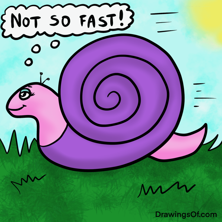 Cute Snail Drawing: Easy Cartoon Art - Drawings Of...