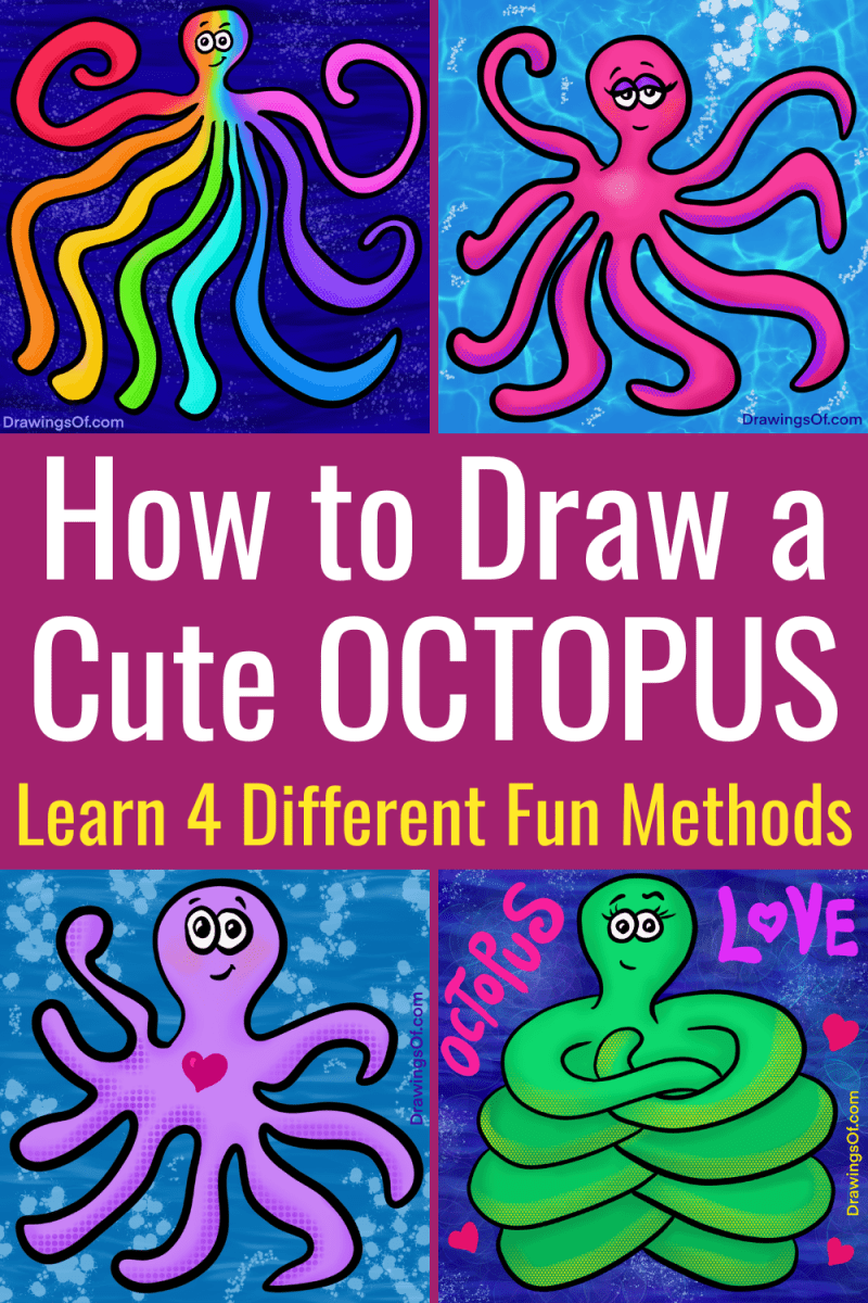 Octopus Drawing: Easy, Cute Instructions - Drawings Of...