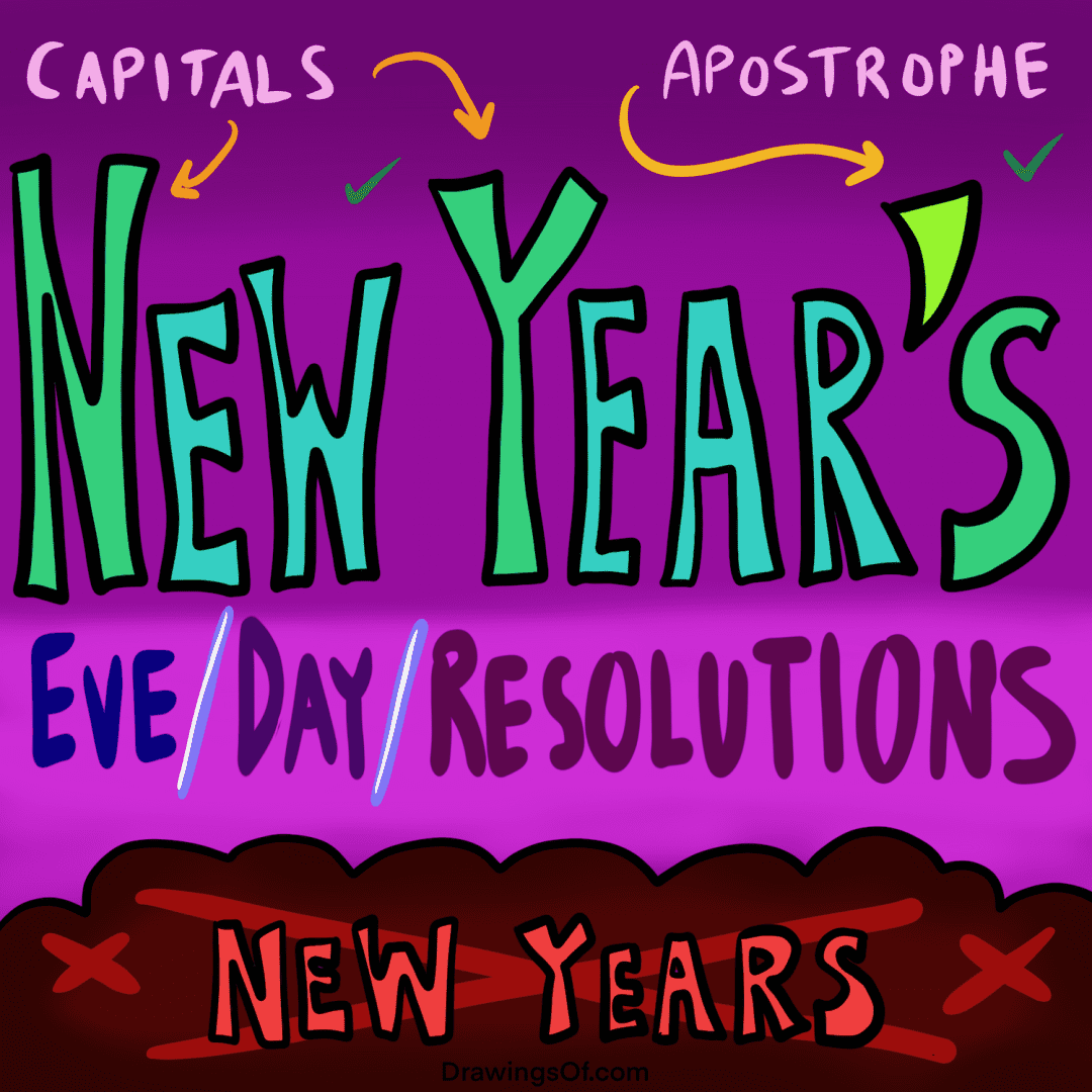 Happy New Year, Years, or Year's Eve or Day? Capitalized? - Drawings Of...