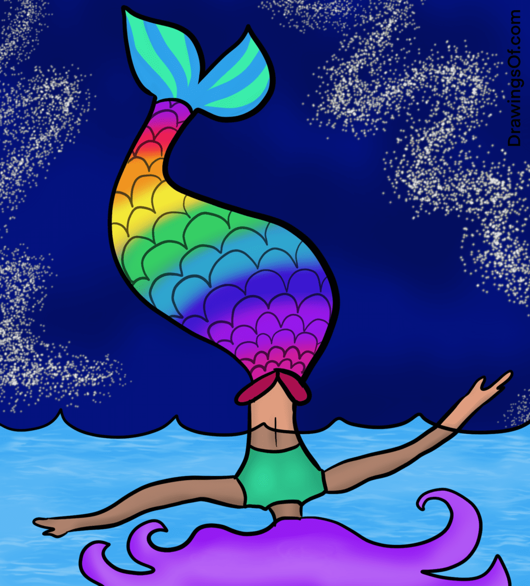 Mermaid Tail Drawing: Easy, Cute Instructions - Drawings Of...