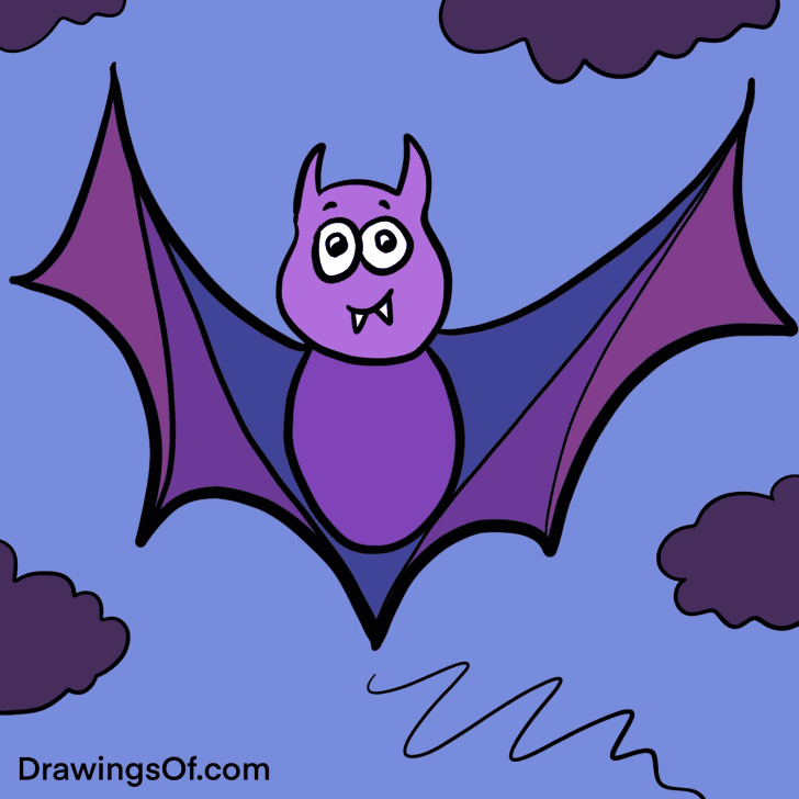 Cute Bat Drawing: Easy Cartoon Instructions - Drawings Of...