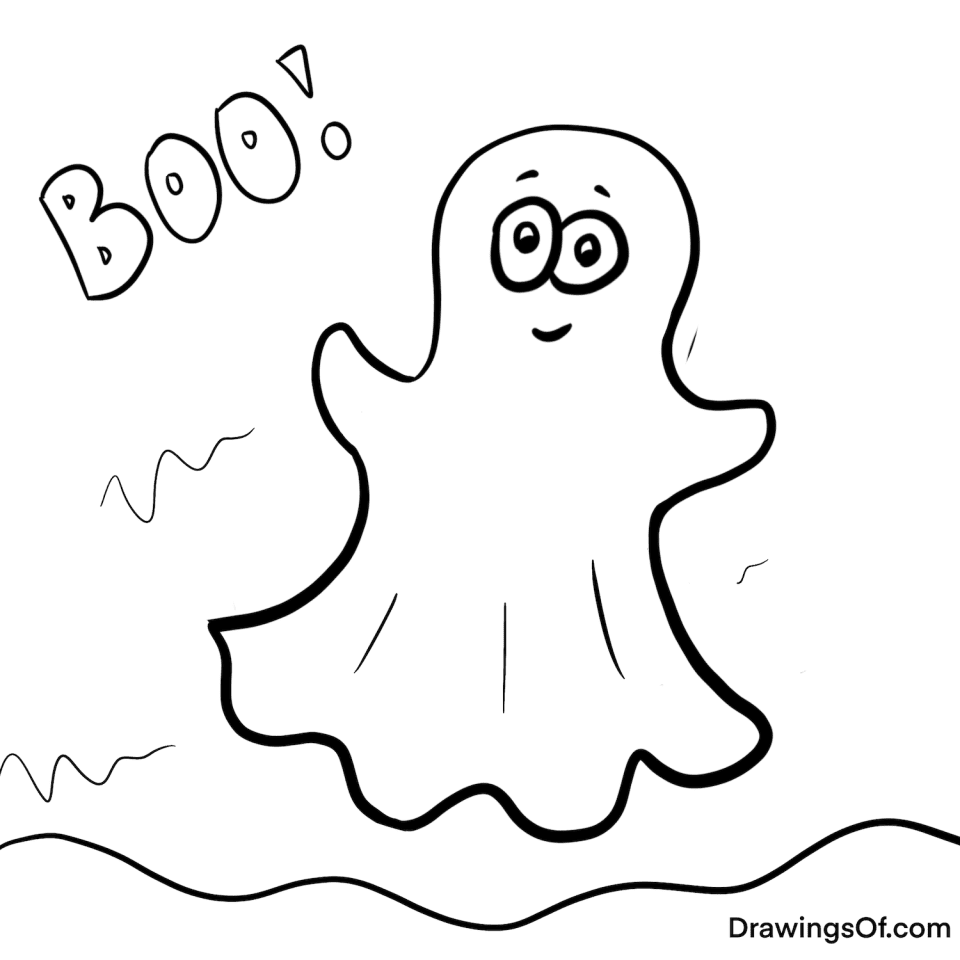 Cute Ghost Drawing: Easy Instructions - Drawings Of...