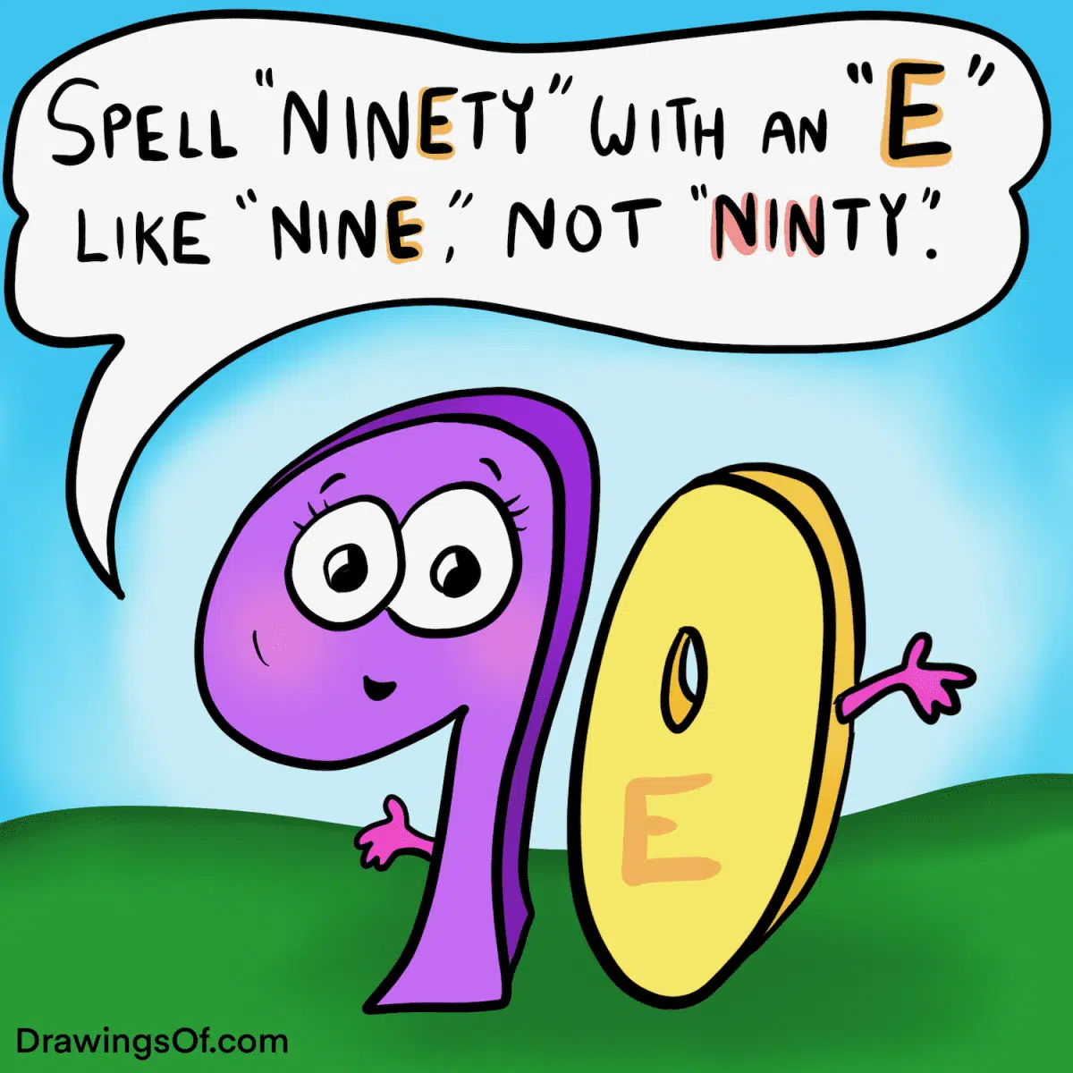 Ninty or Ninety? How to Correctly Spell 90... - Drawings Of...