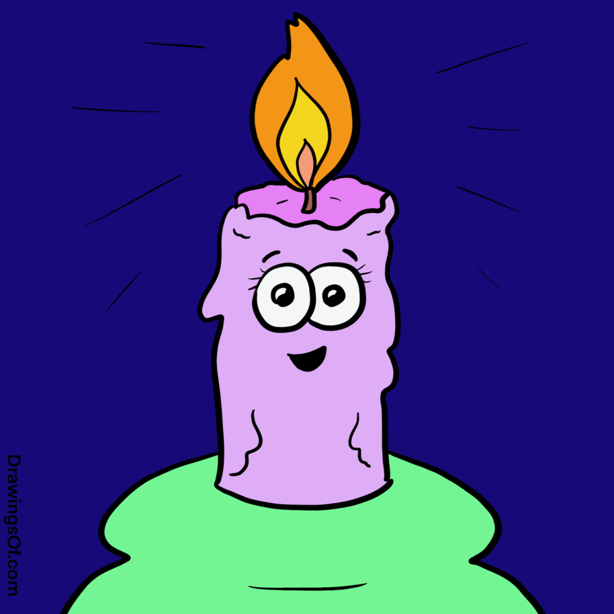 Candle Drawing: Easy Cartoon Instructions - Drawings Of...