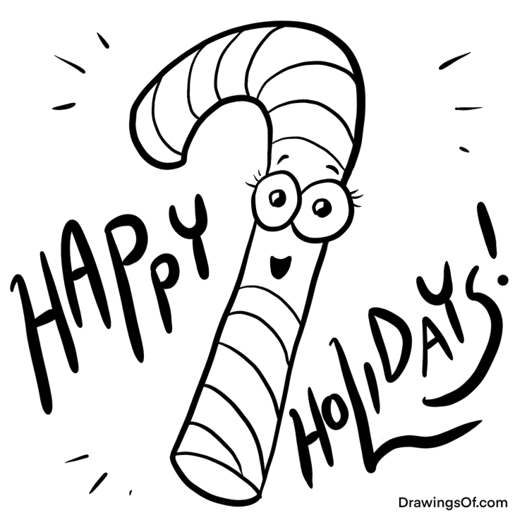 Candy Cane Drawing: Easy, Cute Cartoons - Drawings Of...