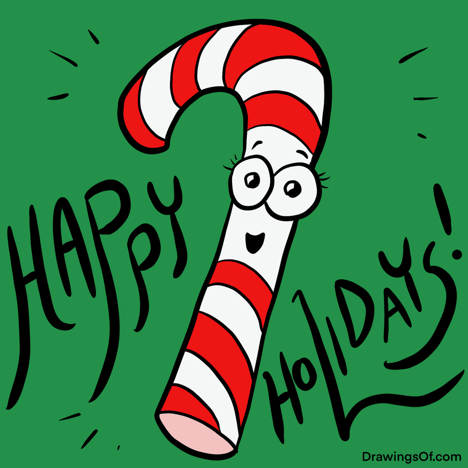 Candy Cane Drawing: Easy, Cute Cartoons - Drawings Of...