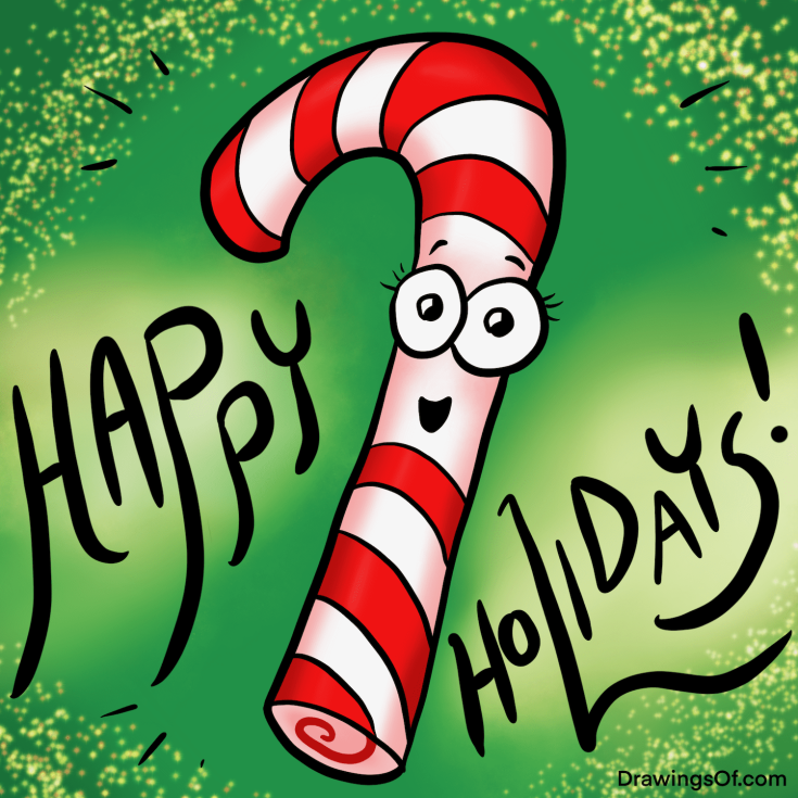 Candy Cane Drawing: Easy, Cute Cartoons - Drawings Of...