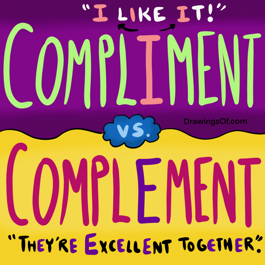 Compliment vs. Complement: the Difference, Illustrated - Drawings Of...