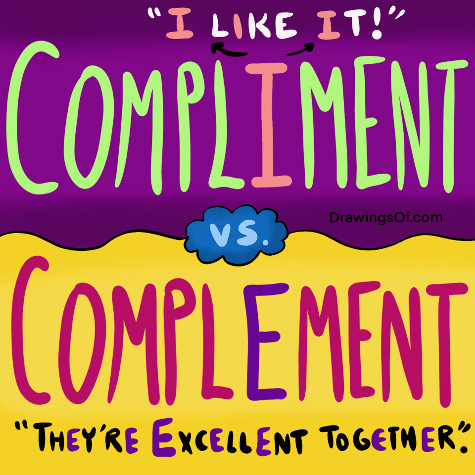 Compliment vs. Complement: the Difference, Illustrated - Drawings Of...