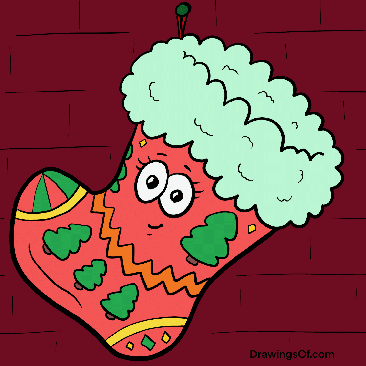 Christmas Stocking Drawing: Easy, Cute Cartoons - Drawings Of...