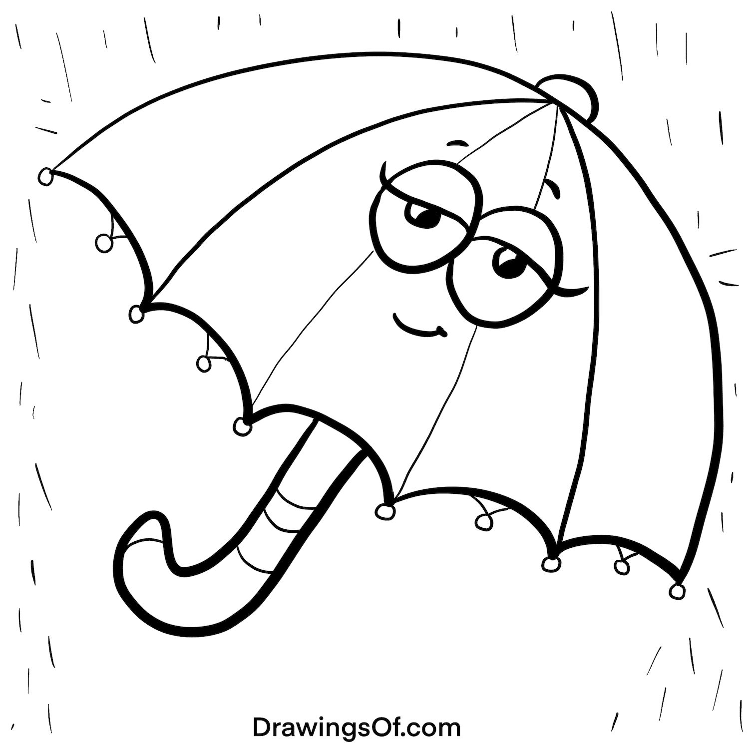 Umbrella Drawing: Easy, Cute Cartoon Instructions - Drawings Of...