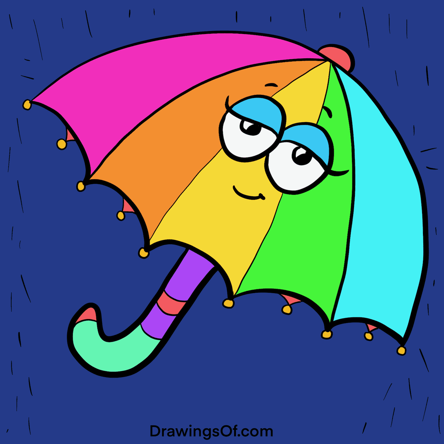 Umbrella Drawing: Easy, Cute Cartoon Instructions - Drawings Of...