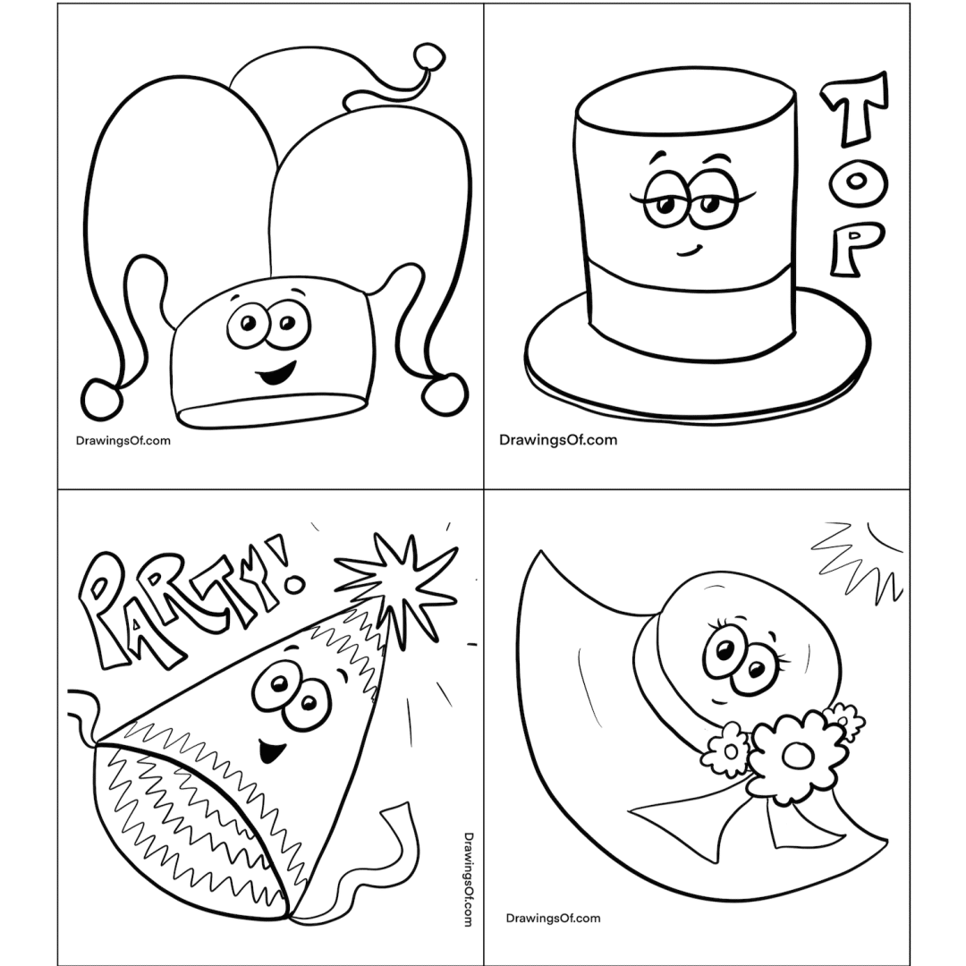 Hat Coloring Pages: Free Printable Sheets for Art Fun - Drawings Of...