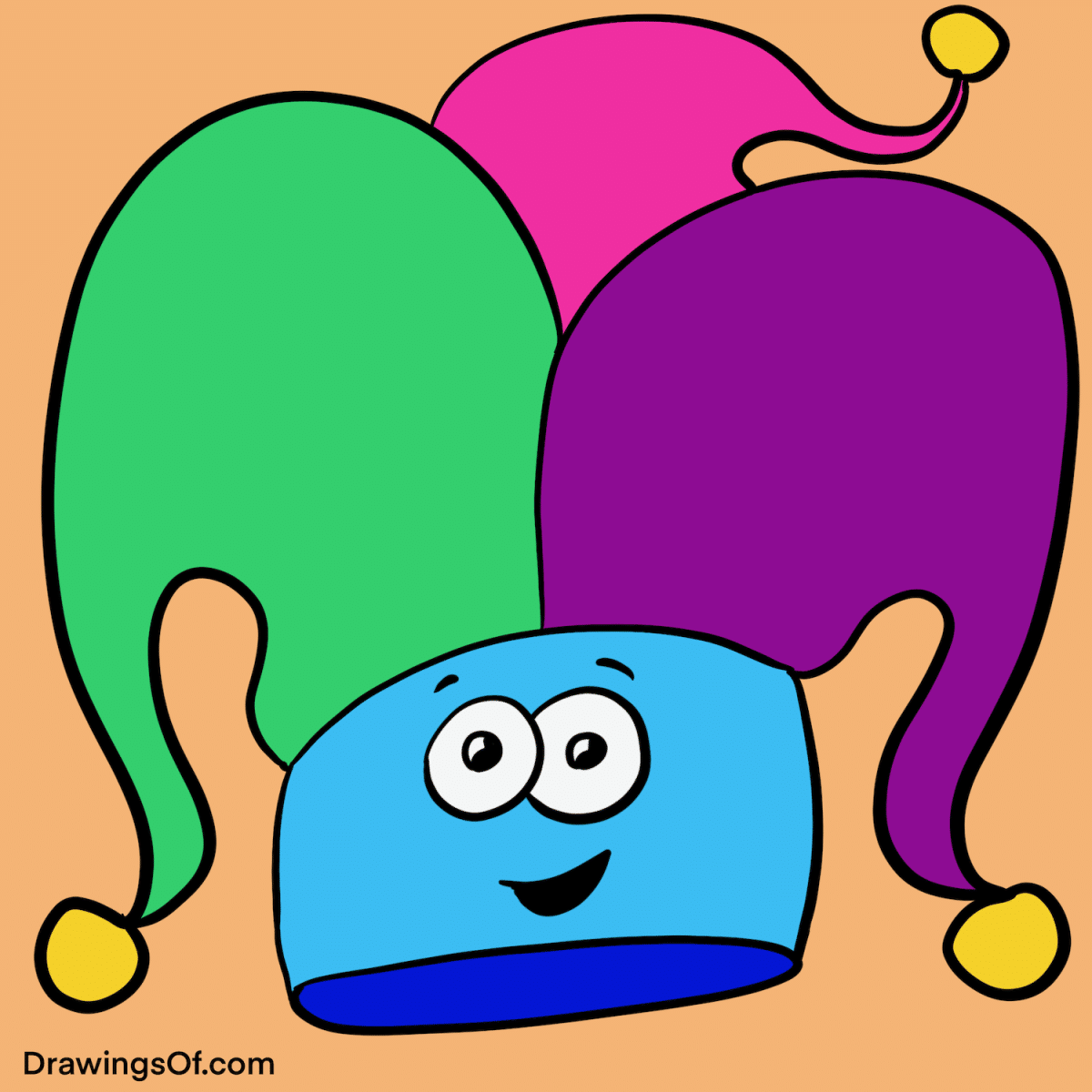 Jester Hat Drawing: Easy, Cute Cartoon Instructions - Drawings Of...