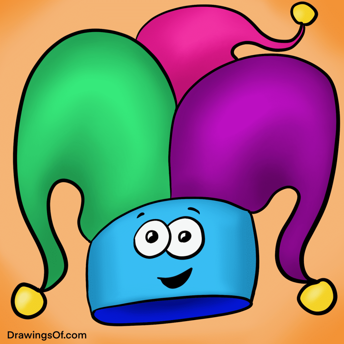 Jester Hat Drawing: Easy, Cute Cartoon Instructions - Drawings Of...