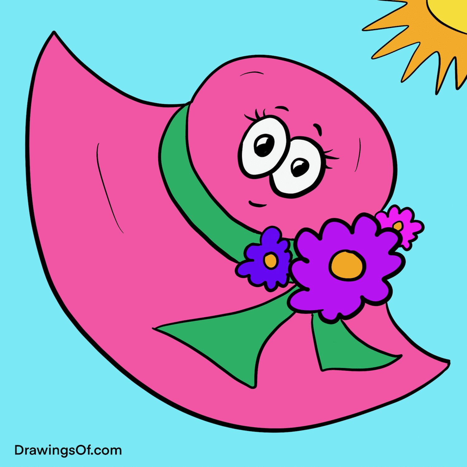 Sun Hat Drawing: Easy, Cute Instructions - Drawings Of...