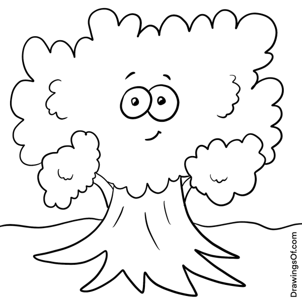 Tree Drawing: Easy, Cute Cartoon Instructions - Drawings Of...
