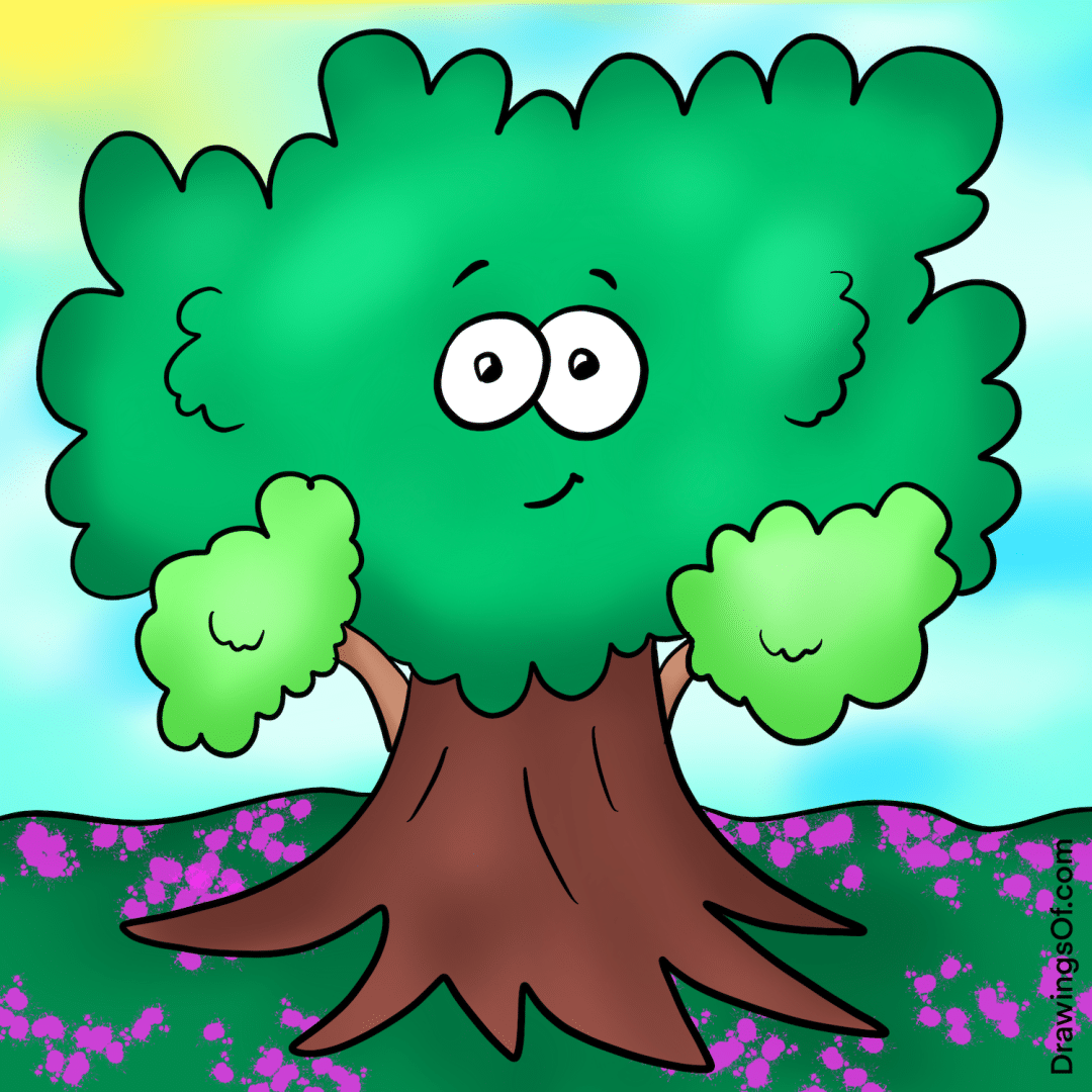 Tree Drawing: Easy, Cute Cartoon Instructions - Drawings Of...