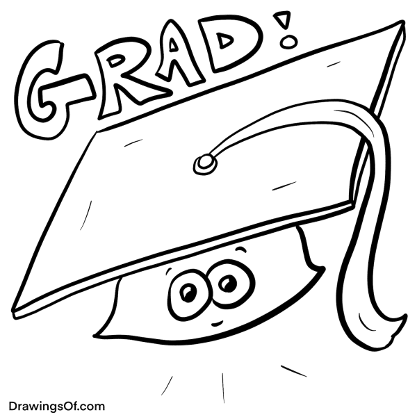 Graduation Hat Drawing and Coloring Pages - Drawings Of...