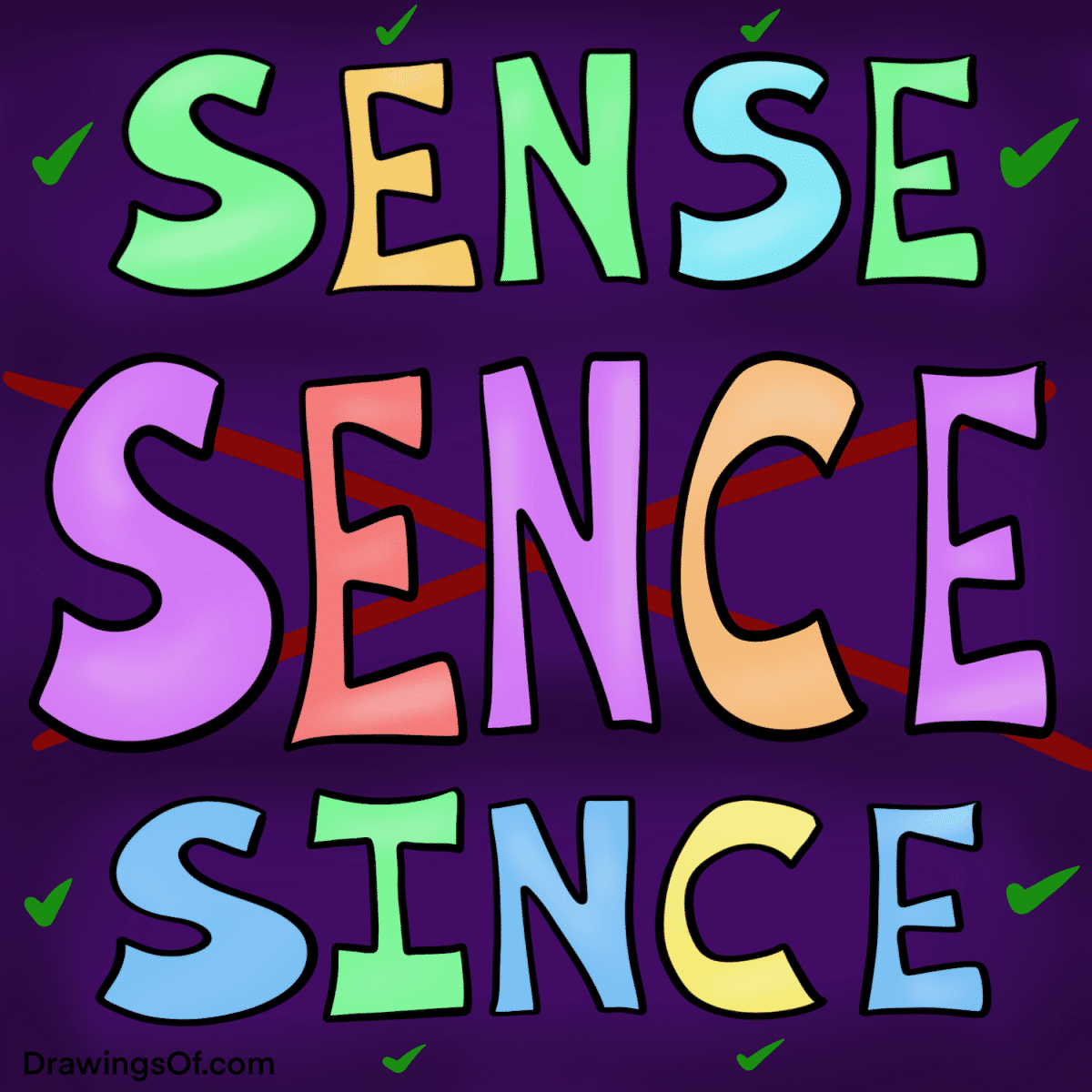 Sence, Since, or Sense: What is the Spelling? - Drawings Of...